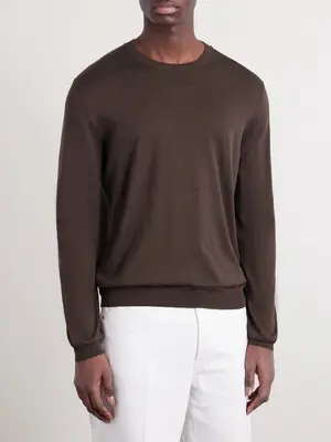 SLOWEAR Cotton And Silk-blend Sweater - Brown