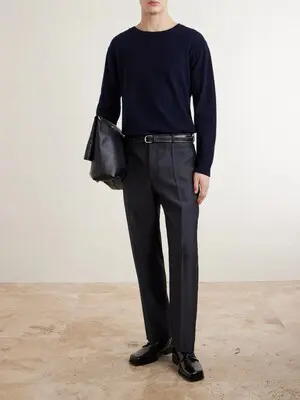 JIL SANDER Straight-leg Wool And Mohair-blend Trousers - Blue