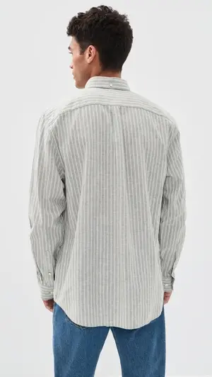 Barbour Nelson Stripe Long Sleeve Tailored Shirt - Bleached Olive