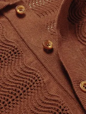 Frescobol Carioca Vidal Open-knit Cotton Polo Shirt - Brown