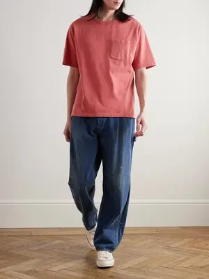 CORRIDOR Garment-dyed Cotton-jersey T-shirt - Red