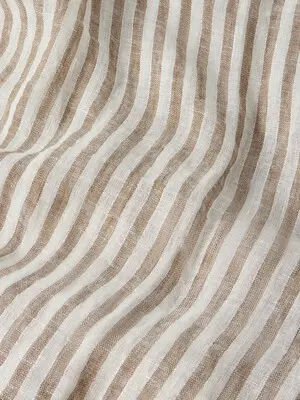 Brunello Cucinelli Fringed Striped Linen-blend Scarf - Neutrals