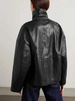 Nour Hammour Park Oversized Textured-leather Jacket - Black