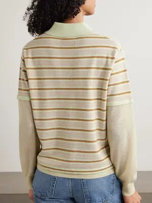 Guest In Residence Layered Striped Cashmere Polo Shirt - Yellow