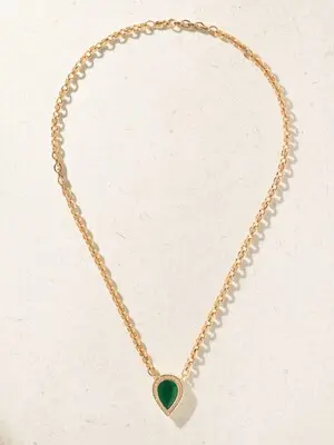 KOLOURS JEWELRY 14-karat Gold, Emerald And Diamond Necklace - Green