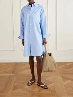 Ami Embossed Cotton-poplin Shirt Dress - Blue