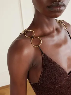 Oseree Lumière Embellished Metallic Swimsuit