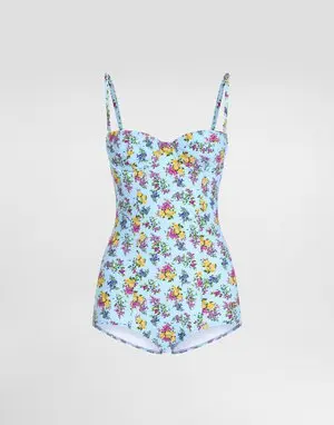 Dolce & Gabbana Floral-print Balconette One-piece Swimsuit - Multicolor