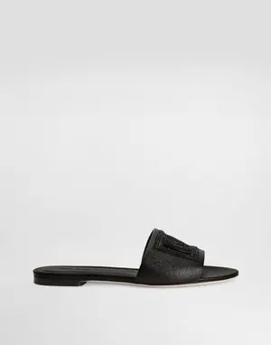 Dolce & Gabbana Suede And Dauphine Calfskin Flat Slippers - Black