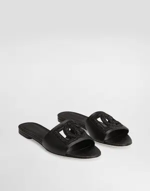 Dolce & Gabbana Suede And Dauphine Calfskin Flat Slippers - Black
