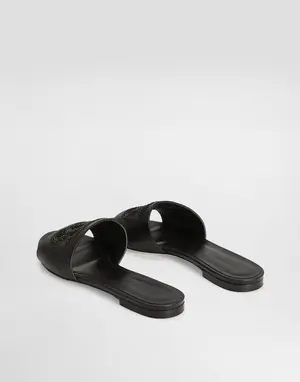 Dolce & Gabbana Suede And Dauphine Calfskin Flat Slippers - Black