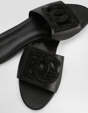 Dolce & Gabbana Suede And Dauphine Calfskin Flat Slippers - Black