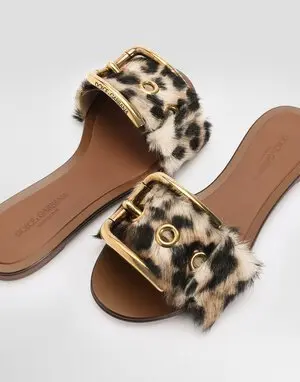Dolce & Gabbana Leo- Kid Leather Flat Slippers
