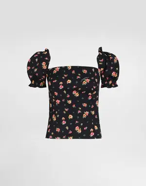 Dolce & Gabbana Floral-print Charmeuse Top