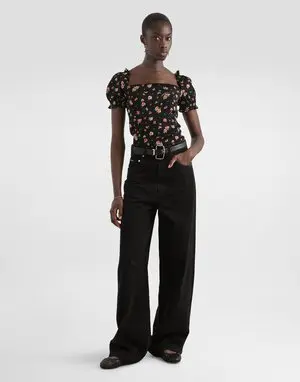 Dolce & Gabbana Floral-print Charmeuse Top