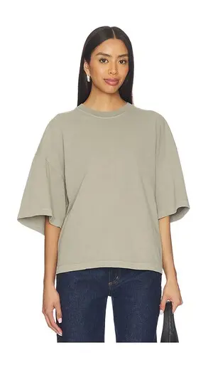 AGOLDE Ellery Tee Shirt With Lace-up Detail - Drab
