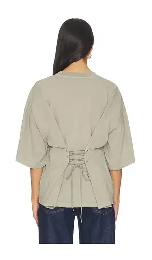 AGOLDE Ellery Tee Shirt With Lace-up Detail - Drab