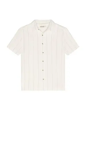 FAIR HARBOR Oasis Textured Short Sleeve Shirt In Cream - Shell Stripe