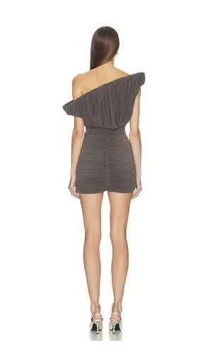 Magda Butrym Asymmetrical Ruched Off-the-shoulder Dress - Brown