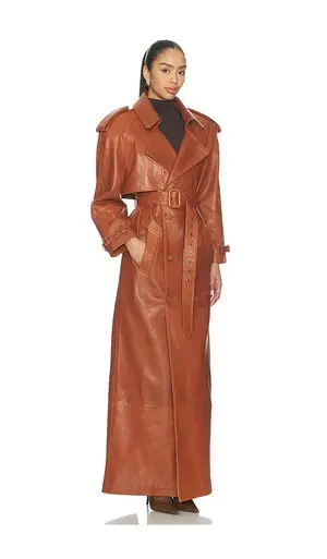 MANOKHI Mireia Leather Trench Coat