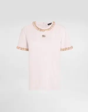 Dolce & Gabbana Jersey T-shirt With Lace And Embroidery