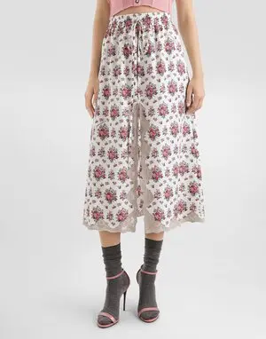 Dolce & Gabbana Floral-print Midi Skirt