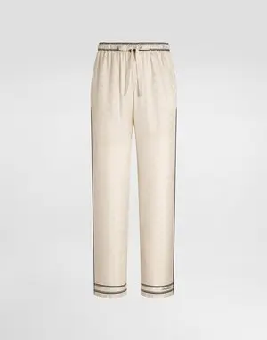 Dolce & Gabbana Logo And Stripe-print Twill Trousers - Multicolor