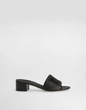Dolce & Gabbana Dauphine Calfskin And Suede Mule With Rhinestones - Black