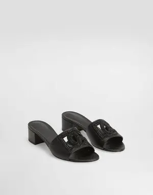 Dolce & Gabbana Dauphine Calfskin And Suede Mule With Rhinestones - Black