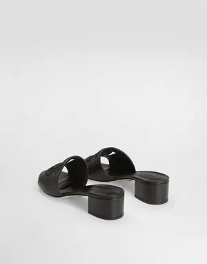 Dolce & Gabbana Dauphine Calfskin And Suede Mule With Rhinestones - Black
