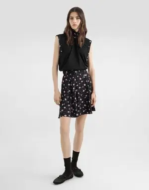 Dolce & Gabbana Carnations-print Silk Canvas Flared Skirt