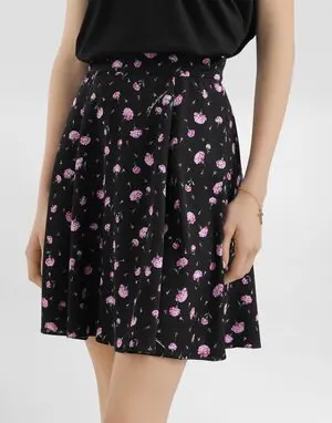 Dolce & Gabbana Carnations-print Silk Canvas Flared Skirt