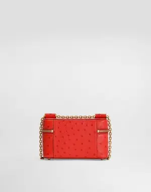 Dolce & Gabbana Sicily Small Shoulder Bag In Polished Ostrich Leather