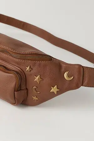 Free People Sonar Studded Leather Sling Bag - Cognac