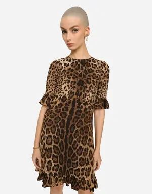 Dolce & Gabbana Short Leopard-print Cady Dress - Multicolor