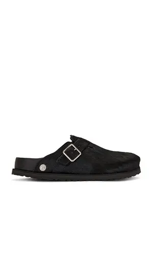 BIRKENSTOCK Boston Pony Hair Mule With Buckle Closure - Black