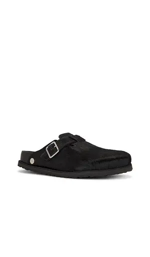BIRKENSTOCK Boston Pony Hair Mule With Buckle Closure - Black