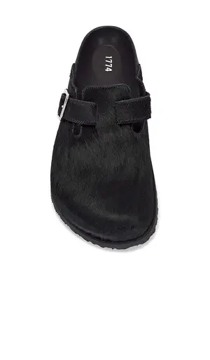 BIRKENSTOCK Boston Pony Hair Mule With Buckle Closure - Black