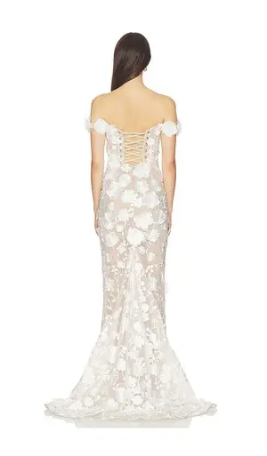 BRONX BANCO Jasmine Floral Off The Shoulder Gown
