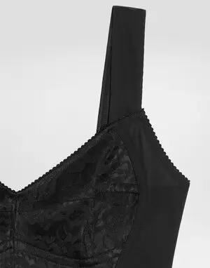 Dolce & Gabbana Sheath Dress In Elastic Fabric And Lace - Black