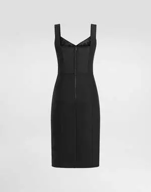 Dolce & Gabbana Sheath Dress In Elastic Fabric And Lace - Black