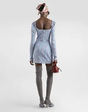 Dolce & Gabbana Rose-print Short Charmeuse Dress