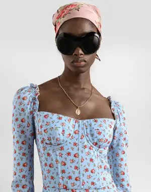 Dolce & Gabbana Rose-print Short Charmeuse Dress