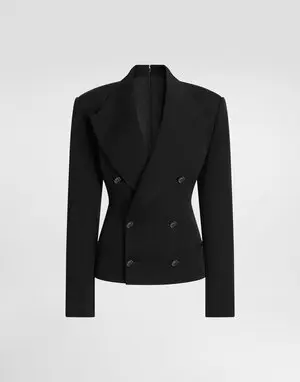 Dolce & Gabbana Double-breasted Wool Gabardine Jacket - Black