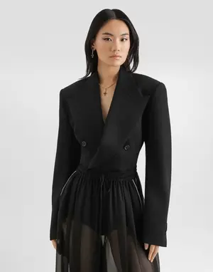 Dolce & Gabbana Double-breasted Wool Gabardine Jacket - Black