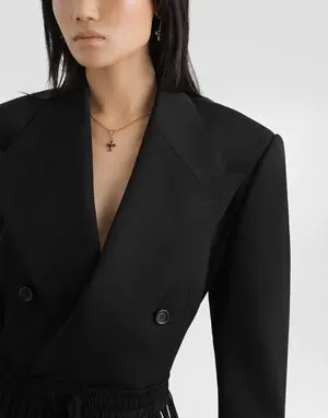 Dolce & Gabbana Double-breasted Wool Gabardine Jacket - Black