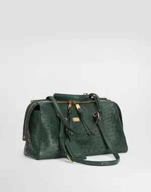 Dolce & Gabbana Vittoria Ostrich Leather Handbag - Green