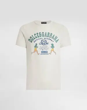 Dolce & Gabbana Cotton T-shirt With Print And Embroidery - Grey
