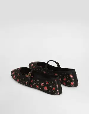 Dolce & Gabbana Satin Ballet Flats With Roses Print - Multicolor