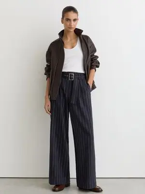 REISS Rae Pinstripe Belted Wide-leg Trousers